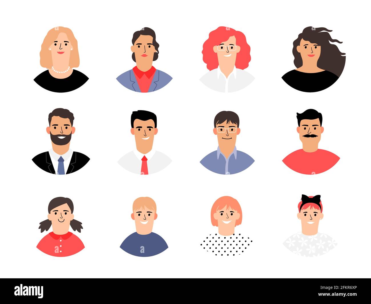 Female male and kids avatars. People faces for id. Cartoon persons ...