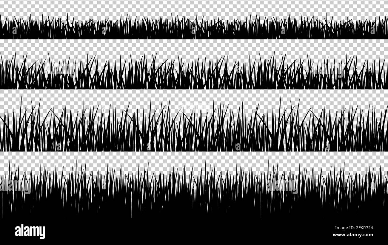 Grass silhouettes seamless pattern. Black forest meadow, isolated ...