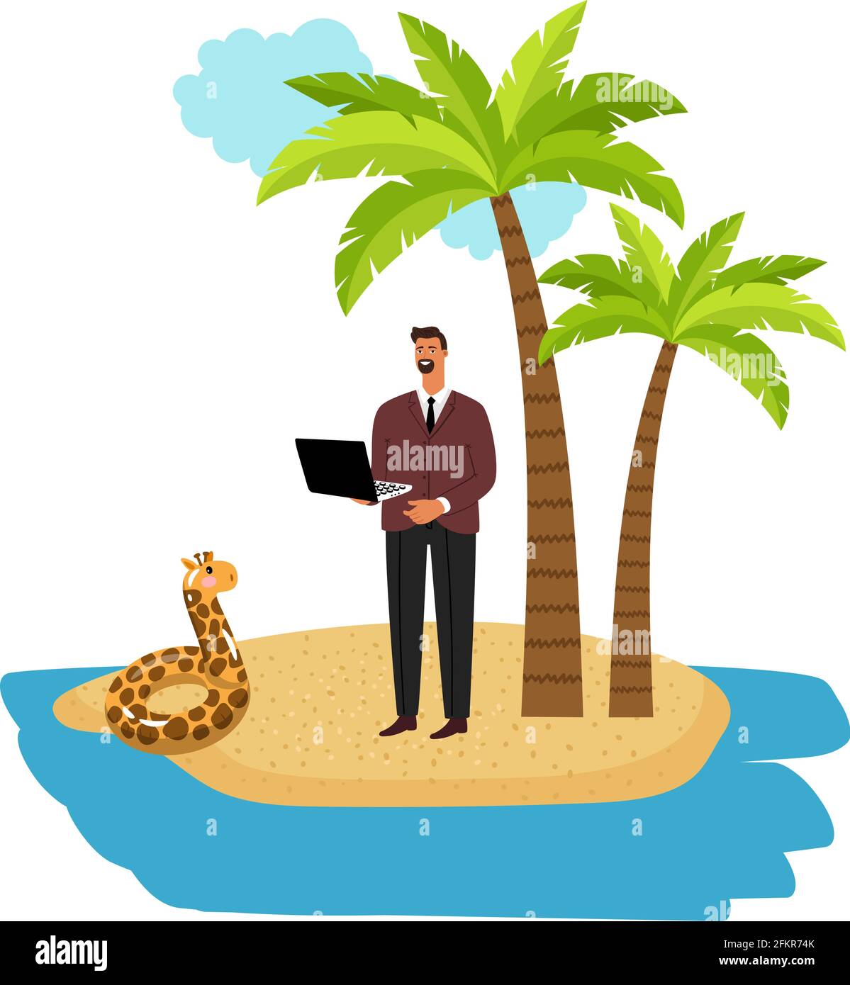 Man smiling laptop beach Stock Vector Images - Alamy