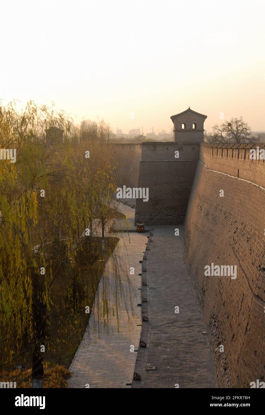 Pingyao in Shanxi Province, China. Pingyao city wall with a view at ...