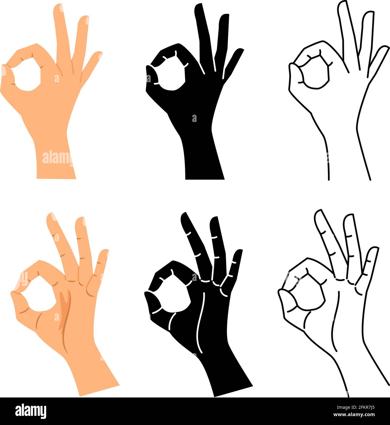 Ok Hand Vector Ok Fingers Hand Illustration PNG & SVG Design For