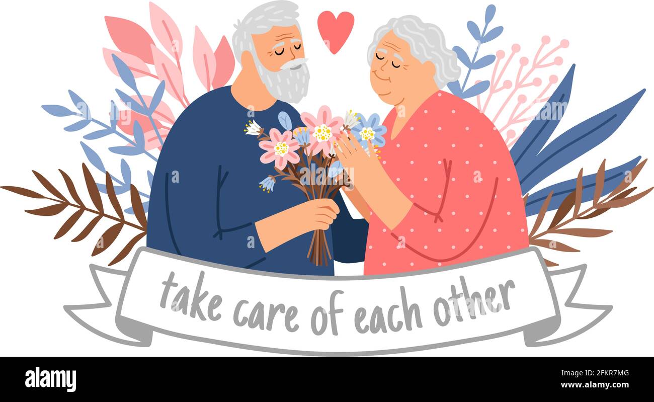 Caring for elderly parents Stock Vector Images - Alamy