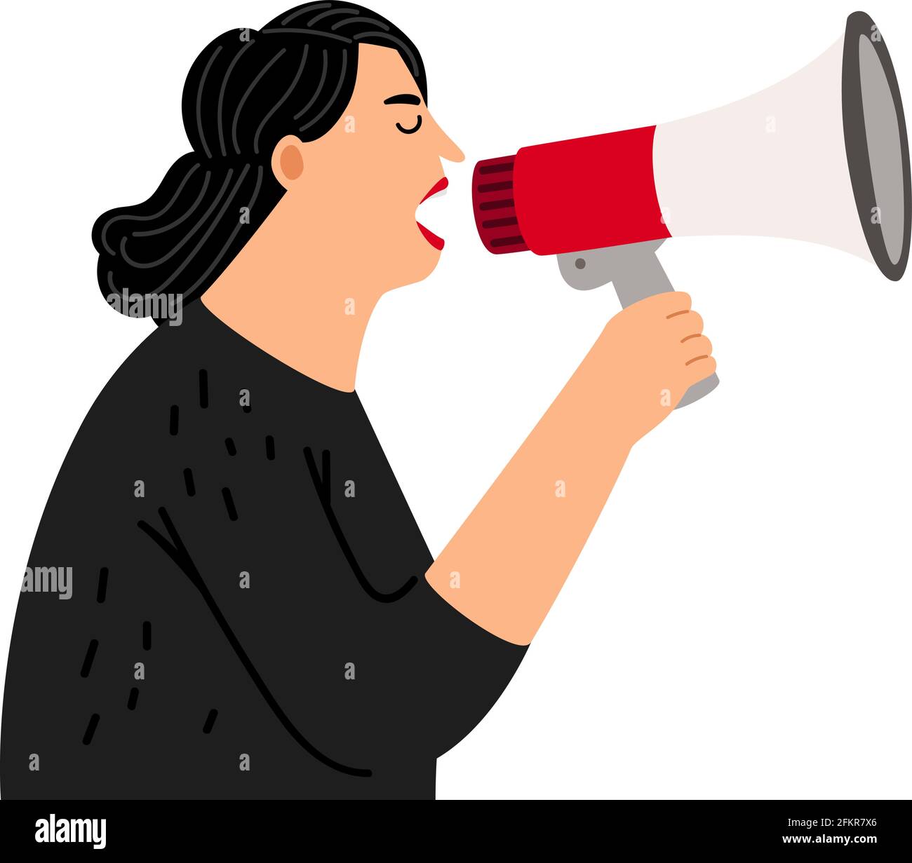 Lady speaking into megaphone Stock Vector Images - Alamy