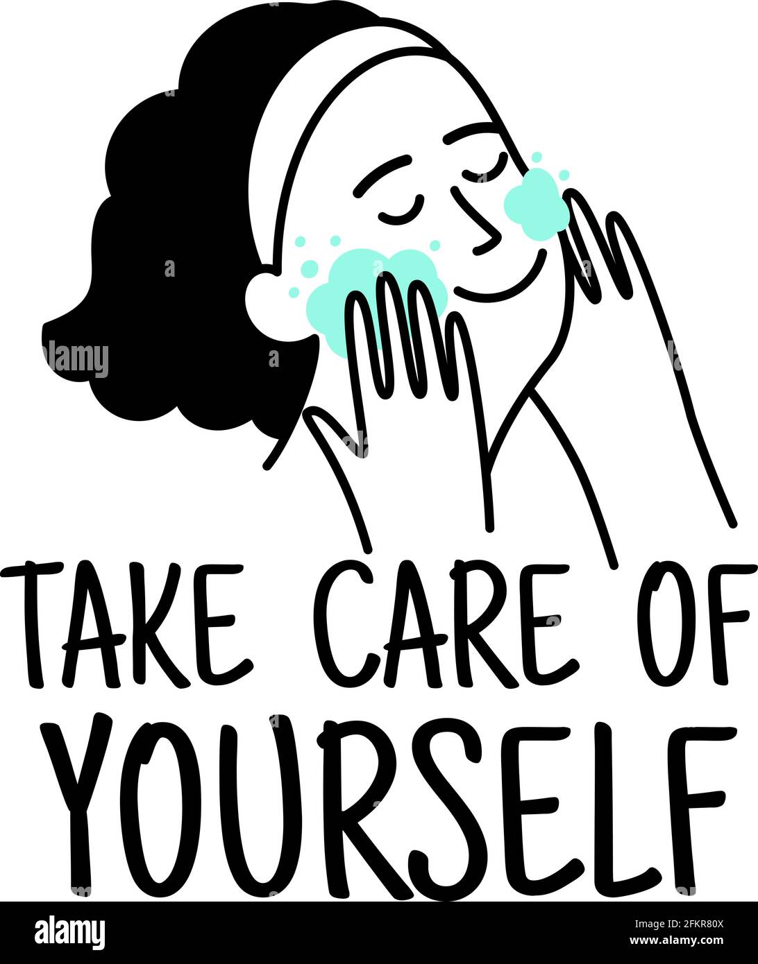 Women self care label. Elegant girl with funny slogan about yourself ...