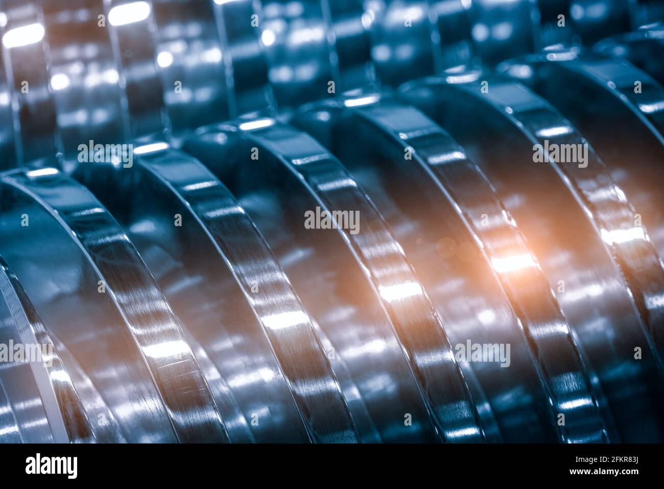 Close up gears of screw compressor. Pneumatic unit. Device for ...