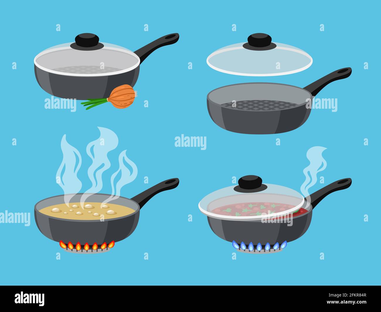 Cooking Pan On Fire Cartoon