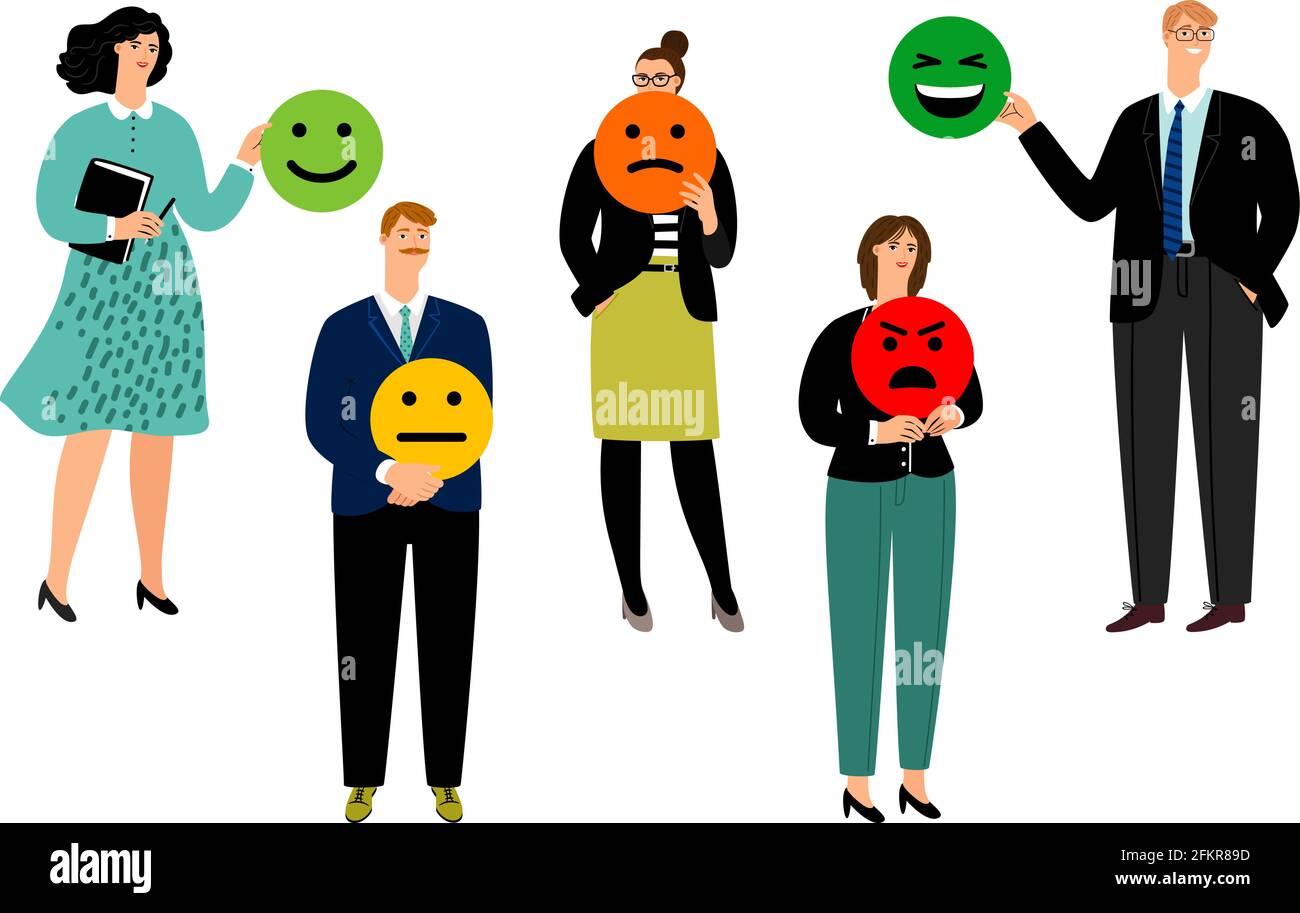 People and smiley. Voting, ranking or feedback. Mood indicators vector ...