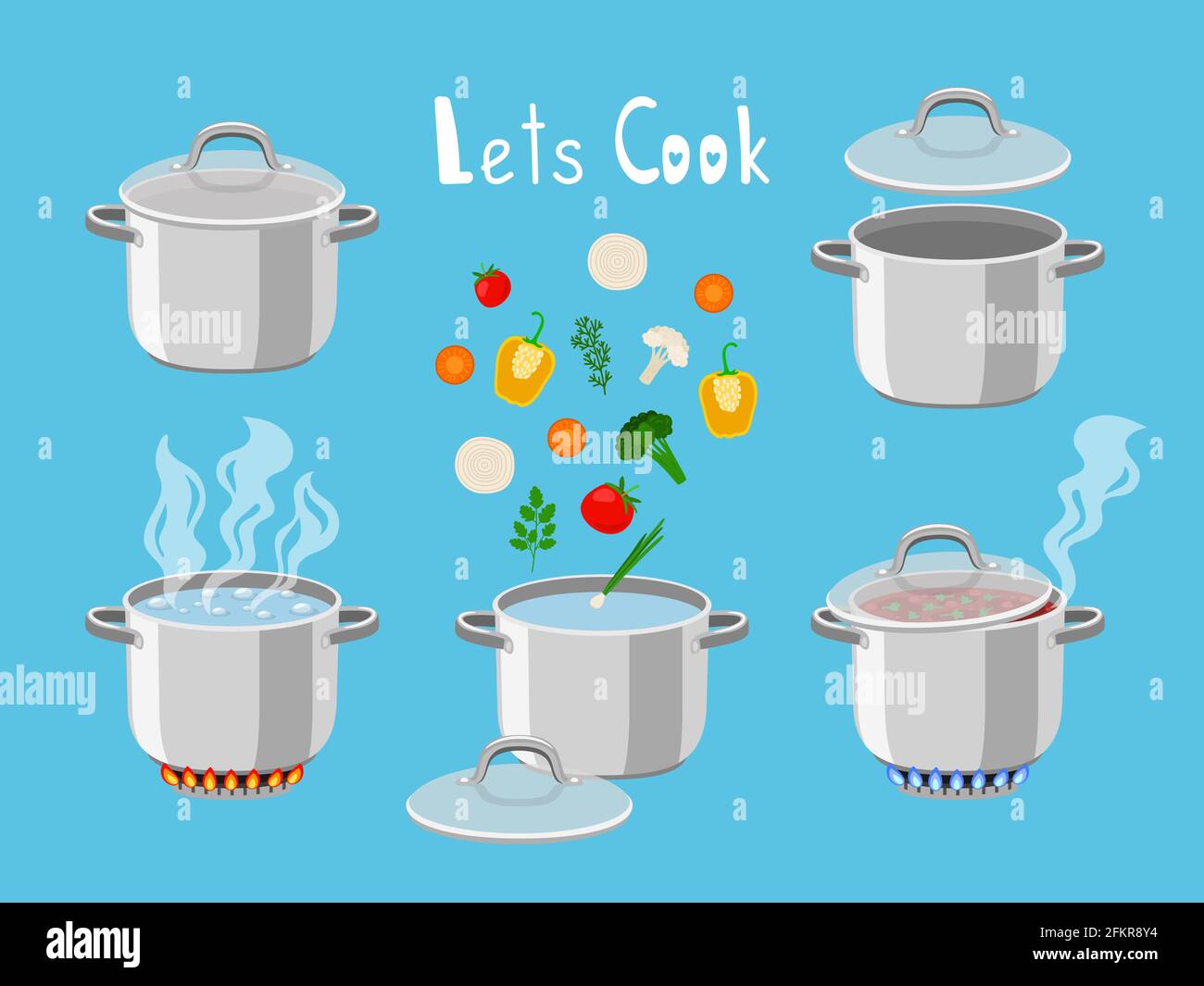 Boiling water on stove Stock Vector Images - Alamy