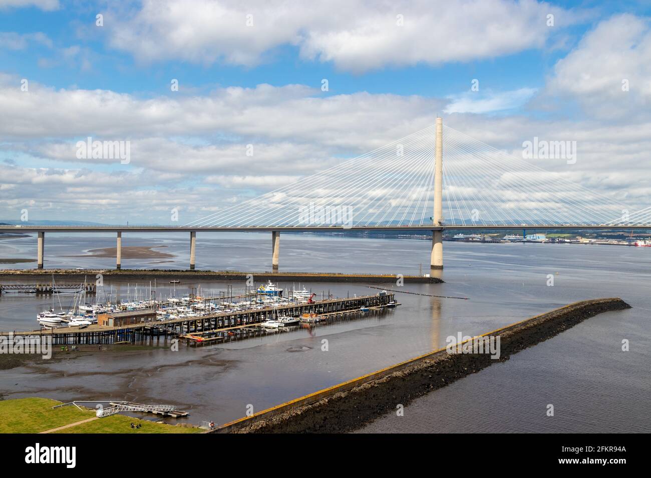 Port Edgar and the Queensferry Crossing seen from the Forth Bridge ...