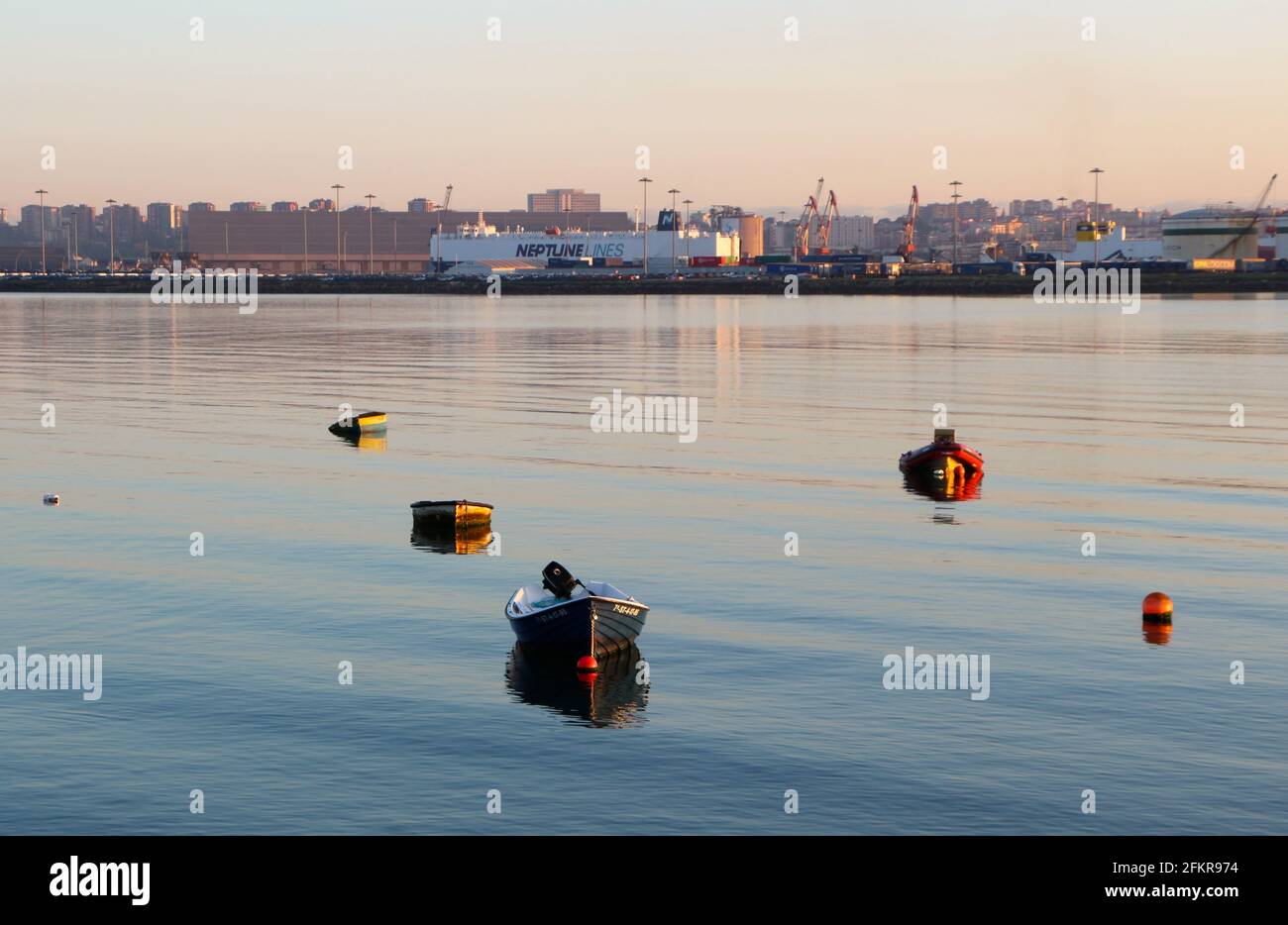 View across the bay of Santander Cantabria Spain with the port and the ...