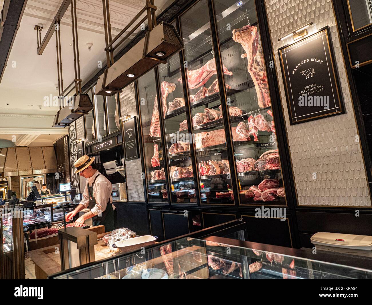 Harrods Butcher Meats Food Hall interior "The Butcher" luxury meat cuts ...