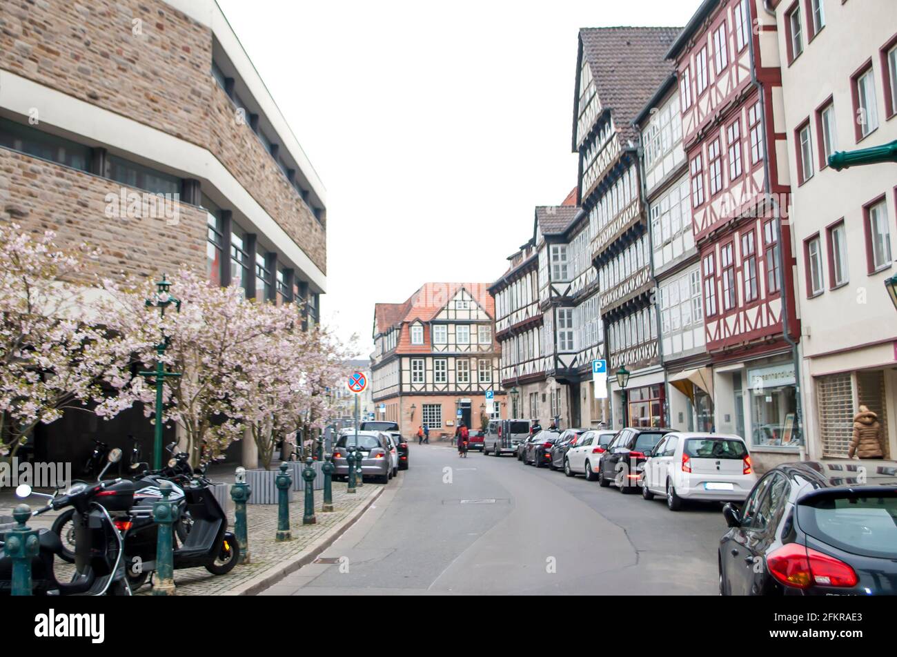 Hanover, Germany, April 5, 2019: Beautiful street in Hanover, buildings ...