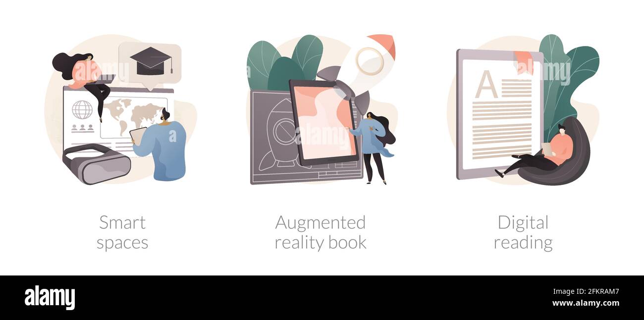 Modern educational technology abstract concept vector illustrations ...