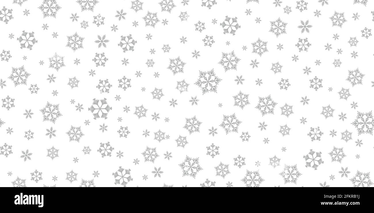 Winter seamless pattern with grey snowflakes on white background ...