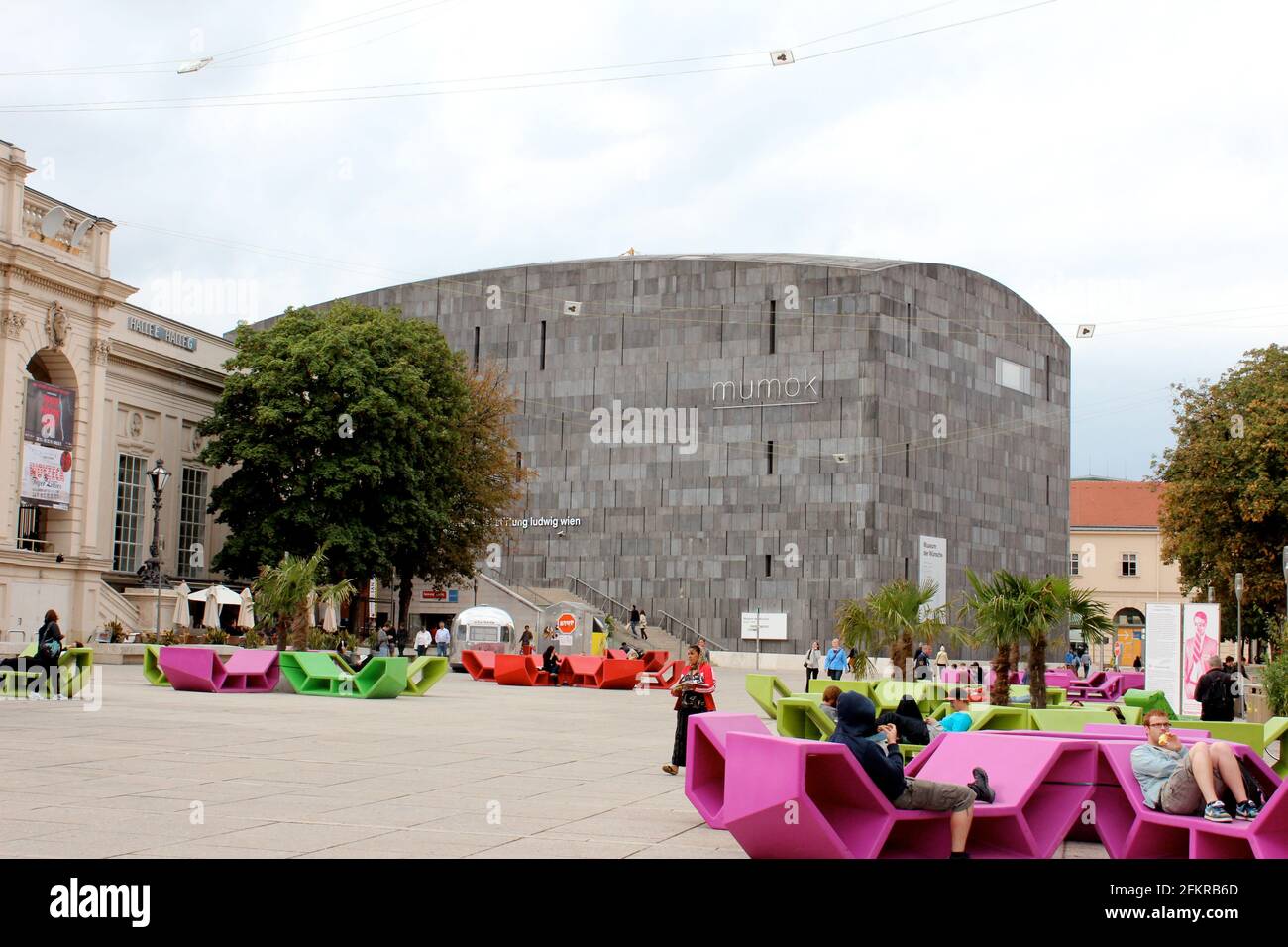 MUMOK, Museum of Modern Art in Vienna, Austria with colorful seating in ...