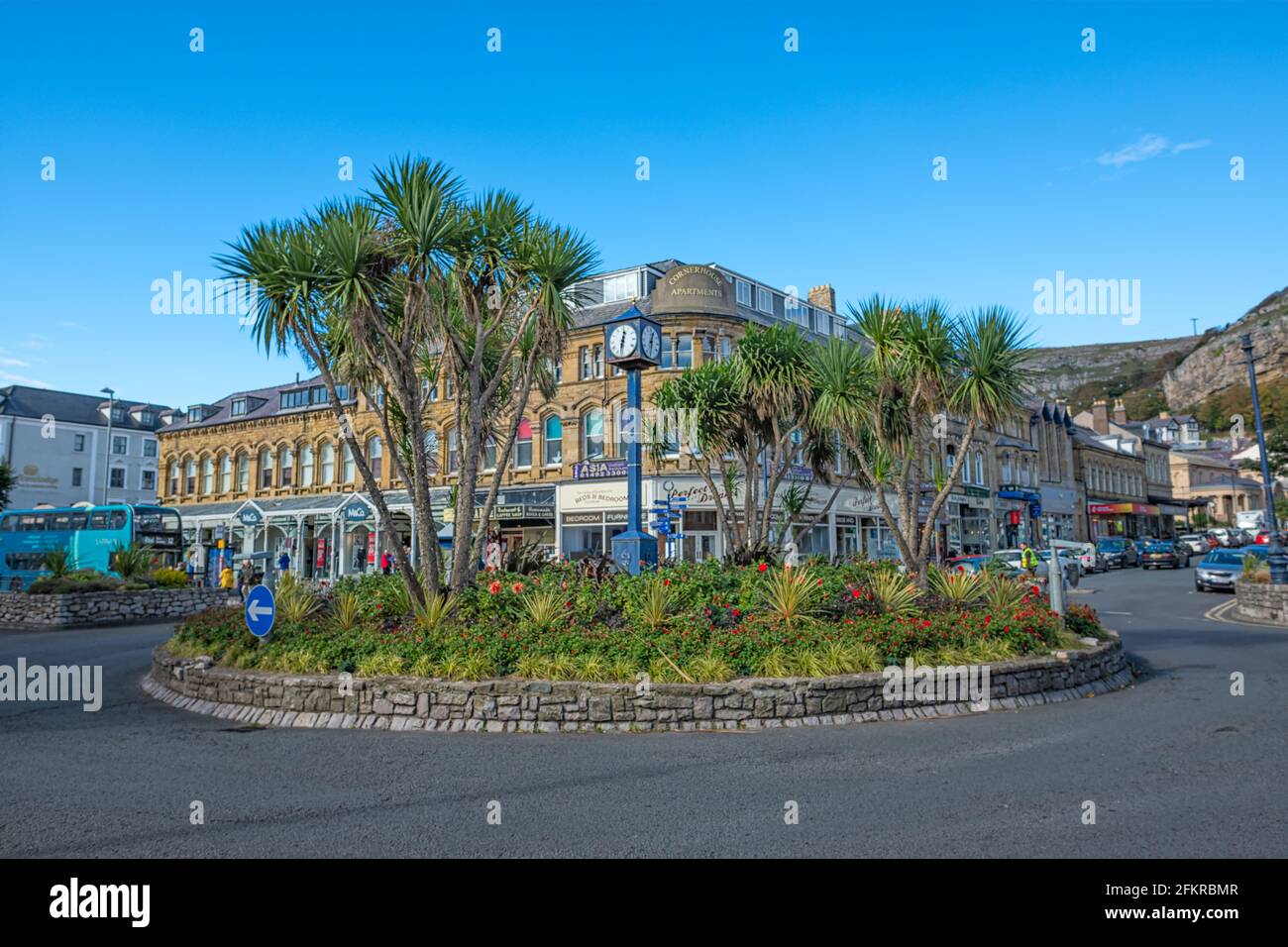View of part of the busy town centre of Llandudno, North Wales Stock ...