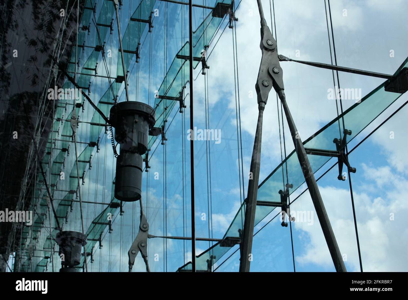Spider Joints on glass facade. Curtainwall and structure in Pottsdamer ...