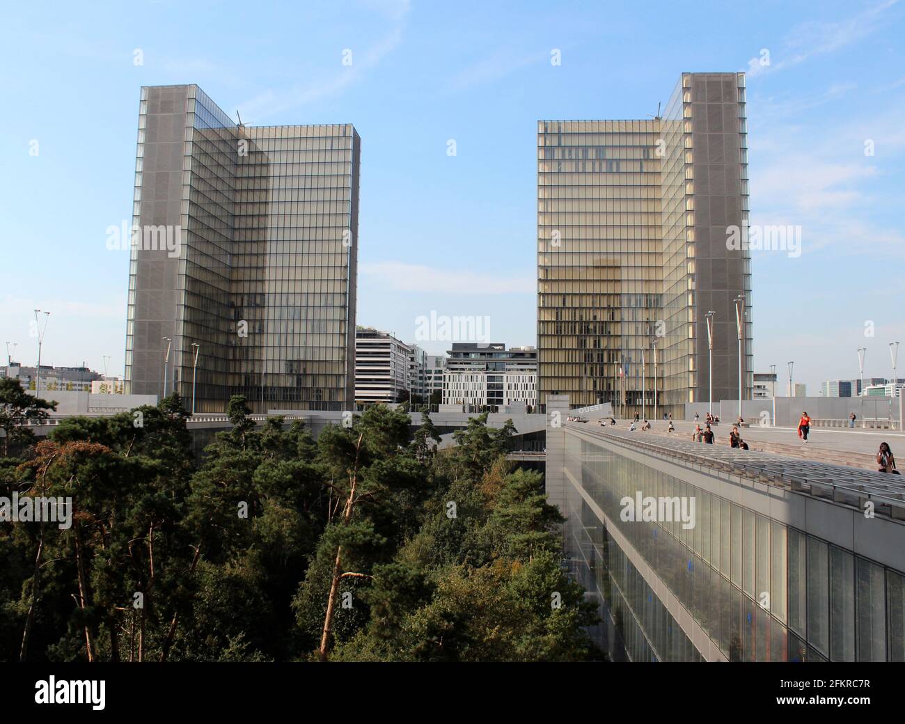 Forest in-between library buildings in the city of Paris, France ...