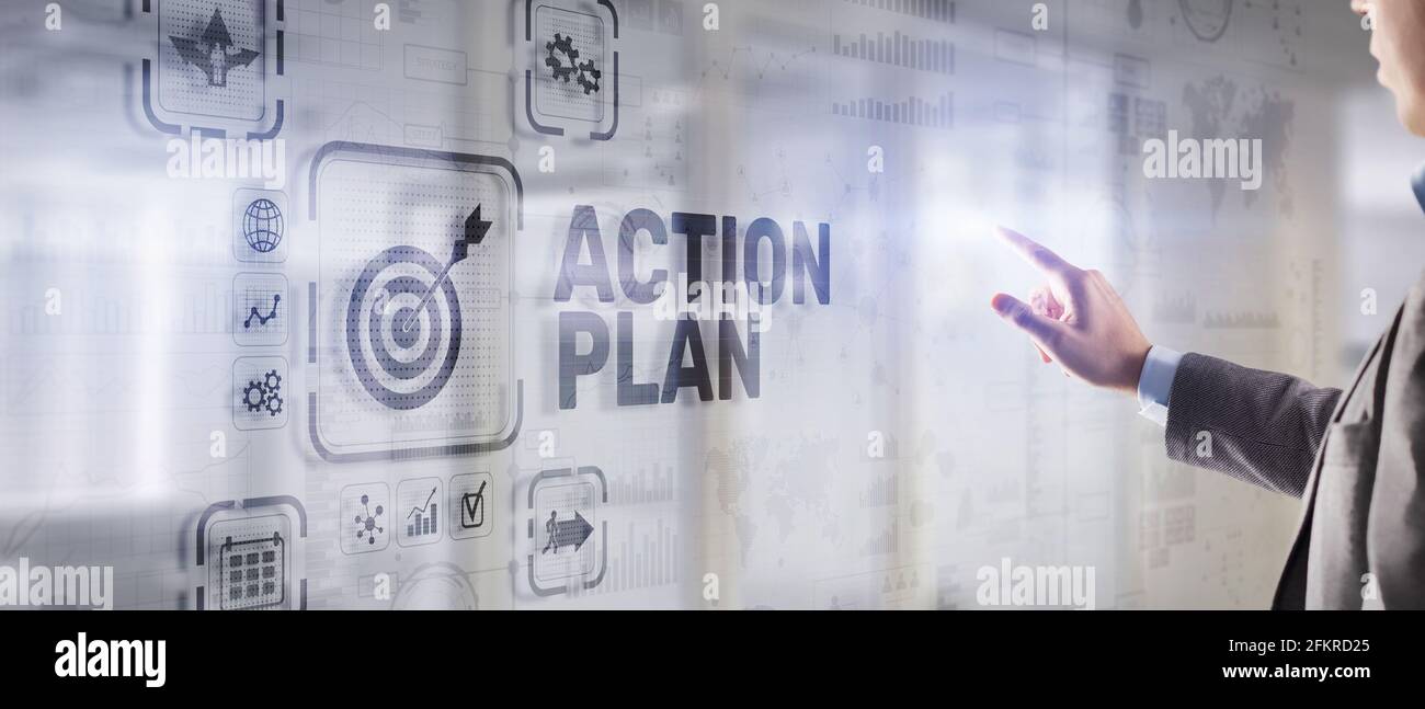Business Action Plan strategy concept on virtual screen. Time ...