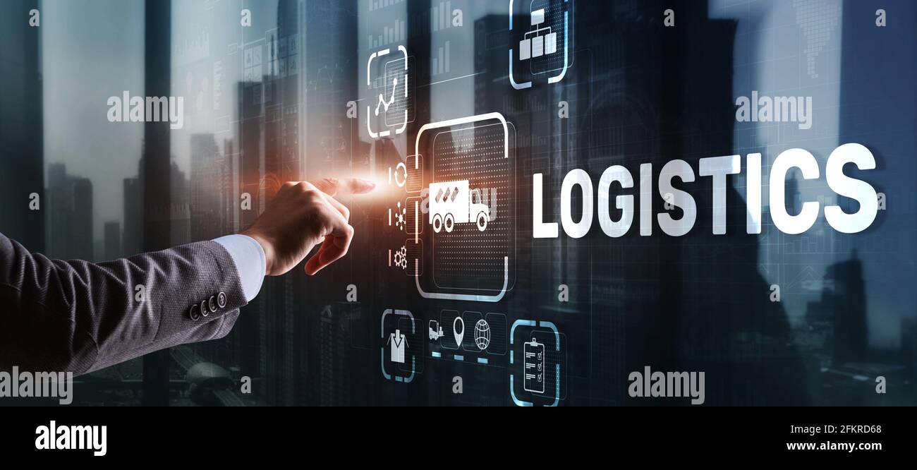 Logistic network distribution and transport concept. Goods delivery ...