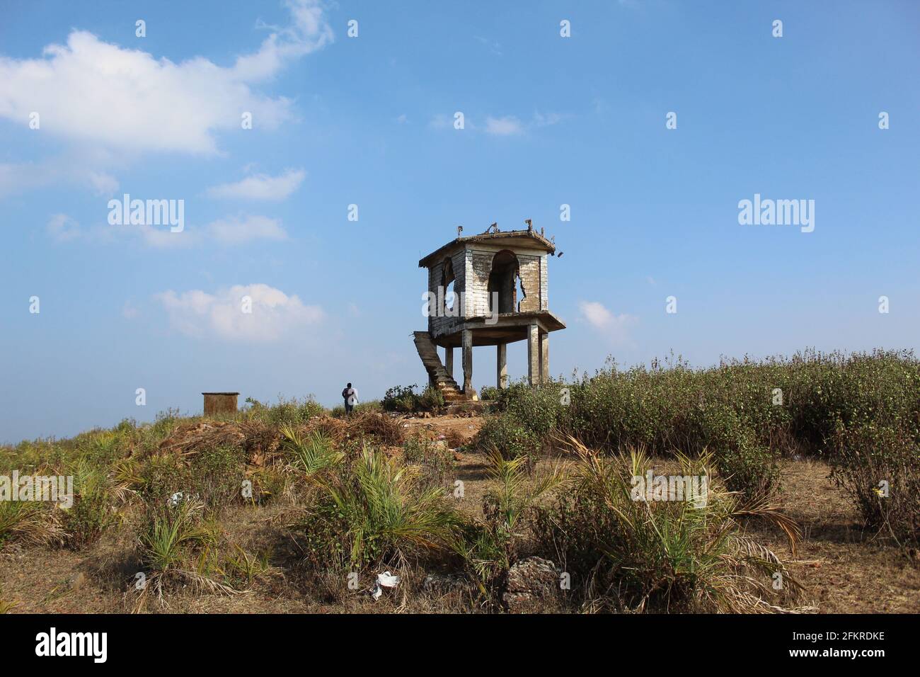 Old wooden observation tower on the mountain Stock Photo - Alamy