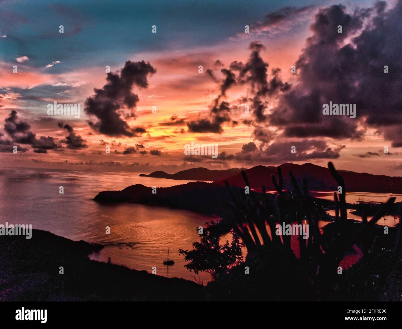 Sunset at Shirley Heights , Antigua, Caribbean Stock Photo - Alamy