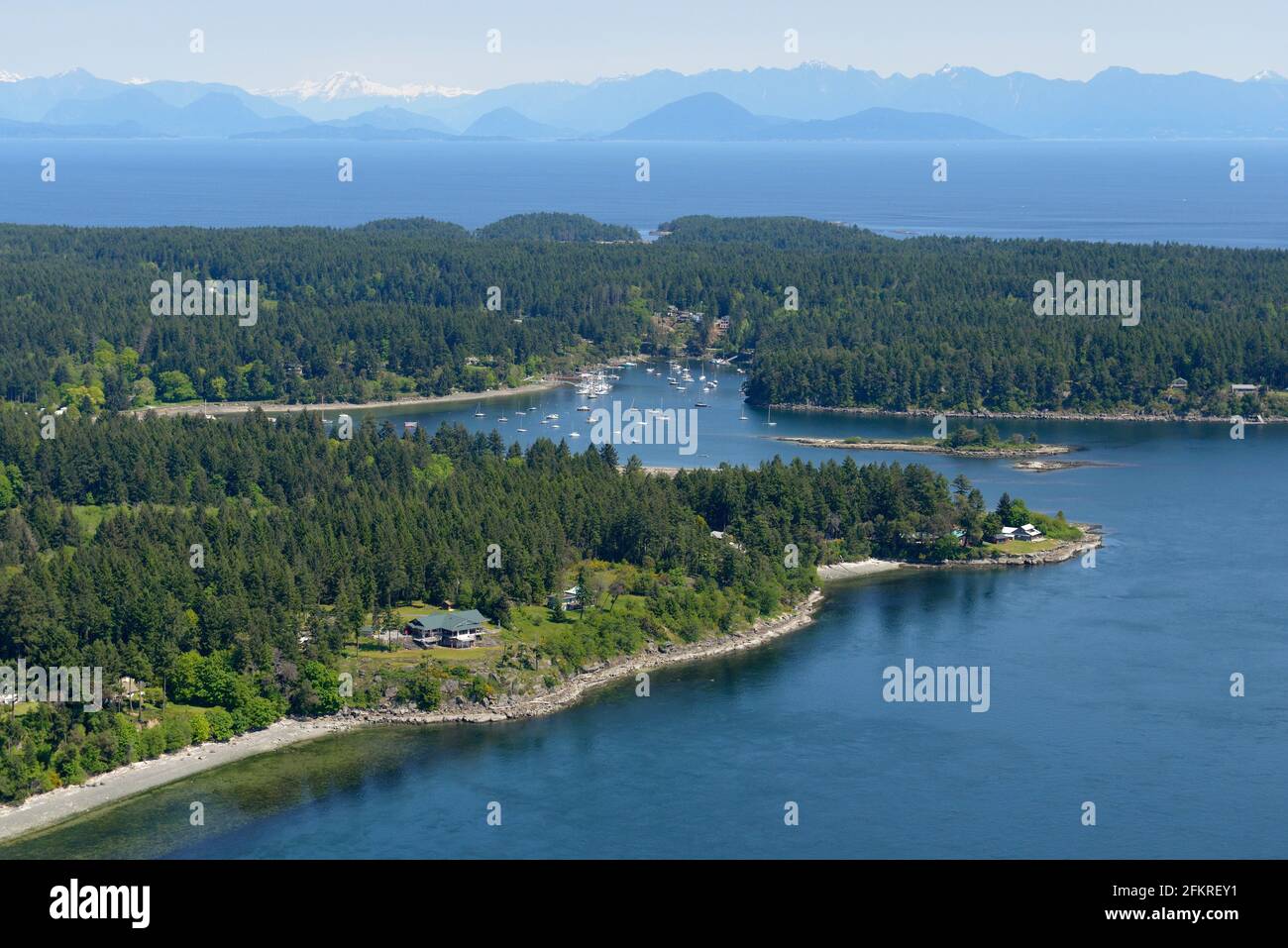 Degnen Bay, Gabriola Island, BC. Aerial photography of the Southern ...