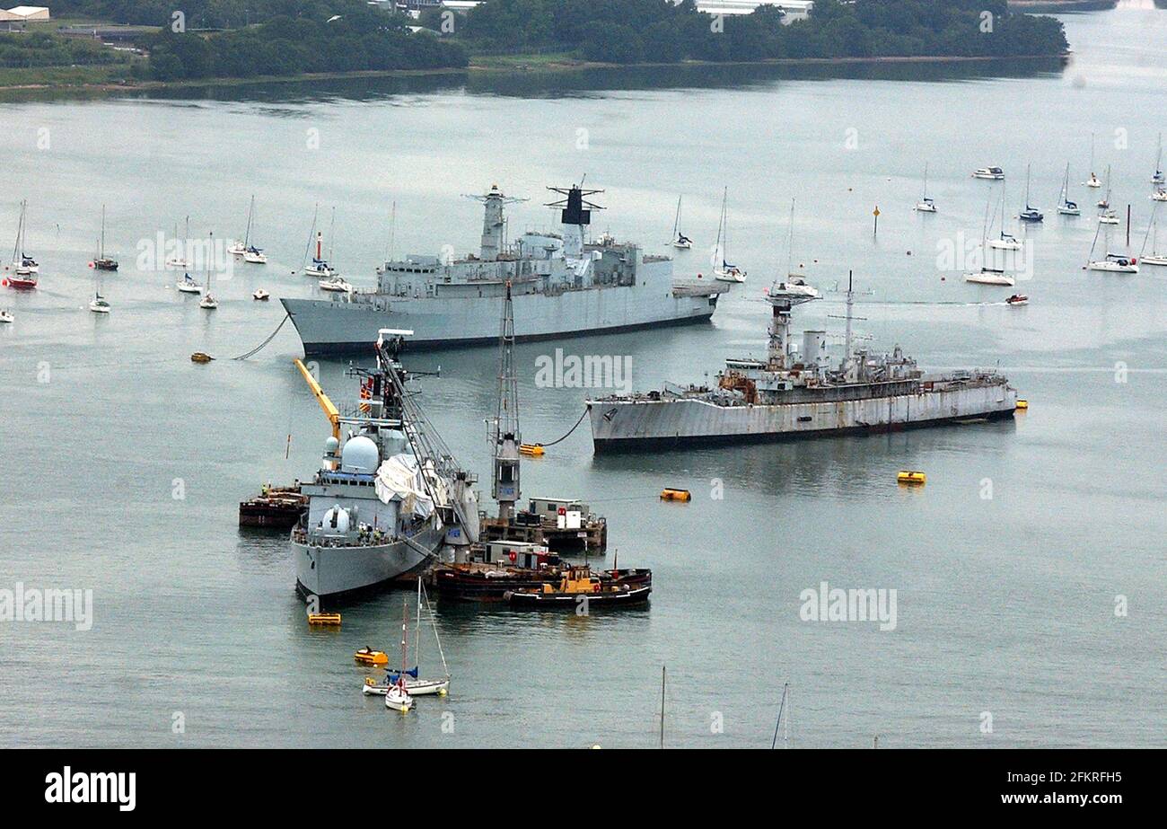 ROYAL NAVY SHIPS RUST AWAY IN PORTSMOUTH HARBOUR. PIC MIKE WALKER, 2003 ...