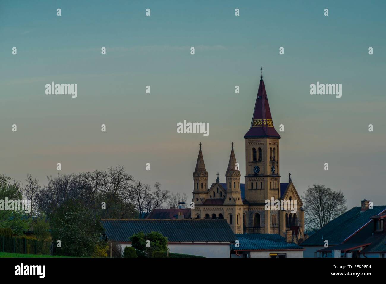 Hosin village with big tower in spring cloudy color fresh evening Stock ...