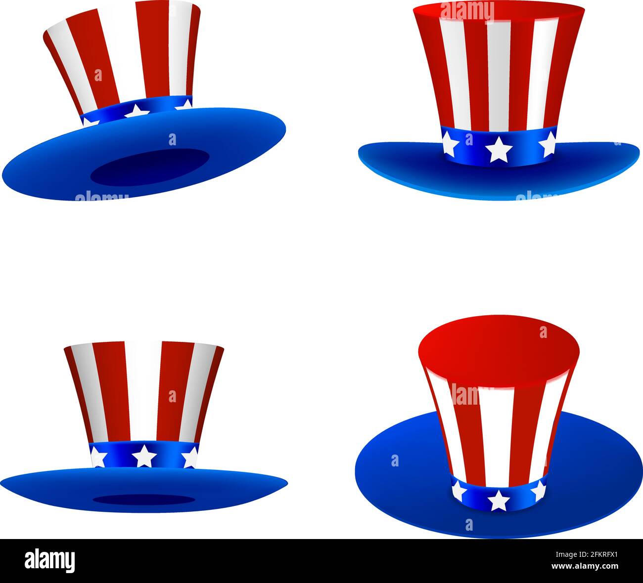 4th of july elements. set of isolated american independence hats Stock ...