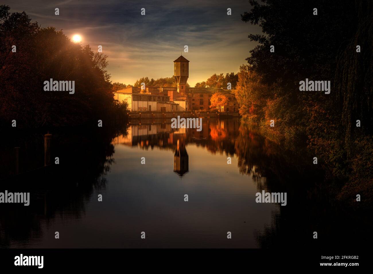 The Finow Canal and the old paper mill of Eberswalde Stock Photo - Alamy