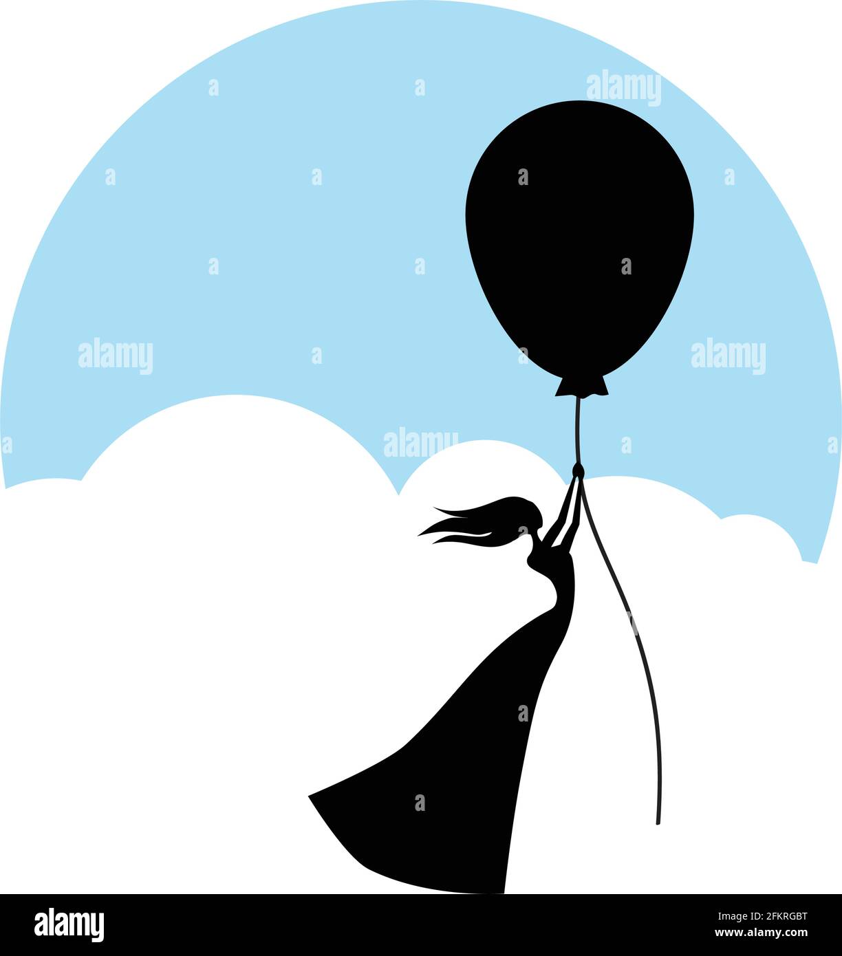 romantic balloon flight, vector graphic design element Stock Vector ...