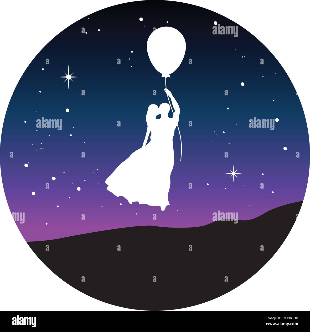 romantic balloon flight, vector graphic design element Stock Vector ...