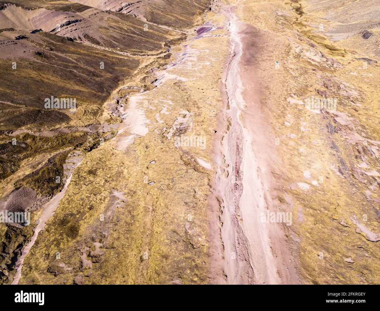 Aerial view of high-mountain path in Andes, South America Stock Photo ...