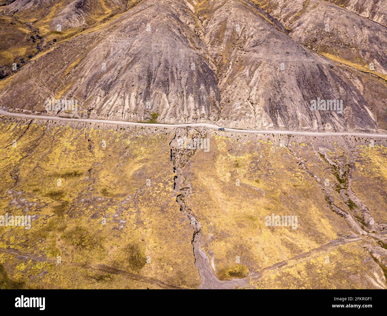 Aerial view of high-mountain path in Andes, South America Stock Photo ...