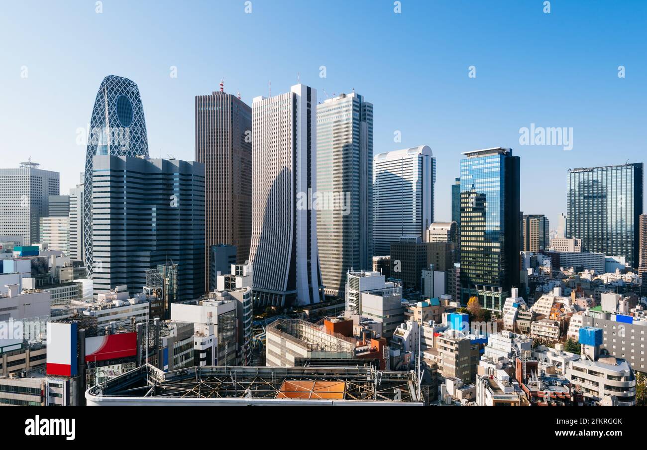Skyscrapers of the Shinjuku city skyline, Shinjuku, Tokyo, Japan Stock ...