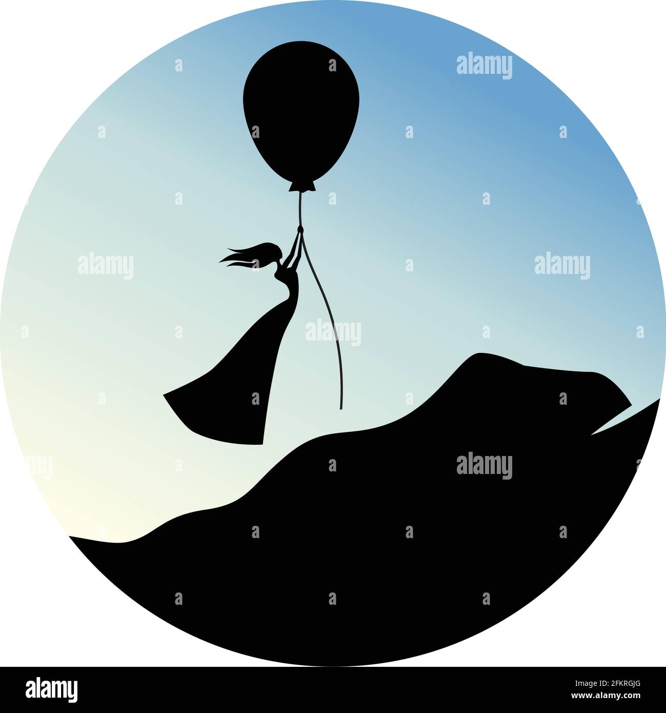romantic balloon flight, vector graphic design element Stock Vector ...