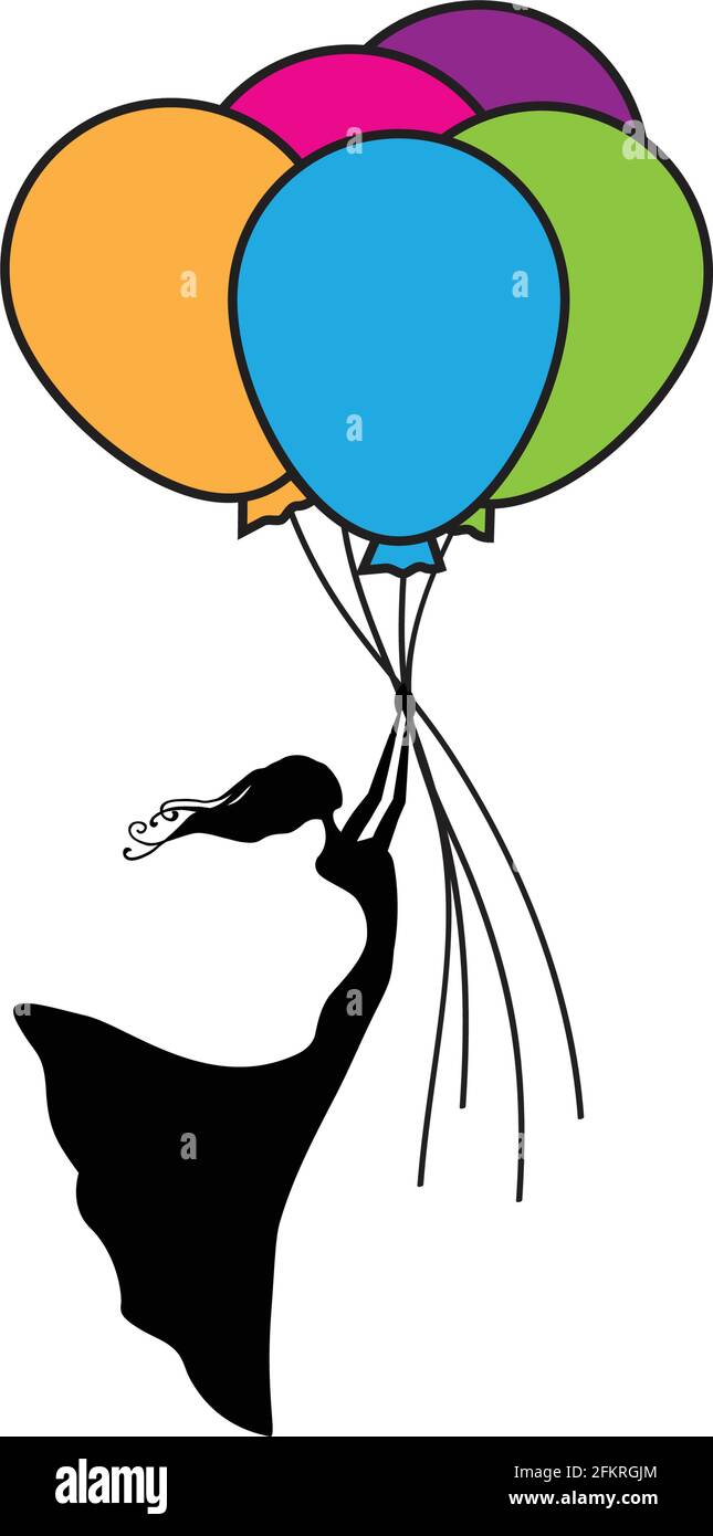 romantic balloon flight, vector graphic design element Stock Vector ...