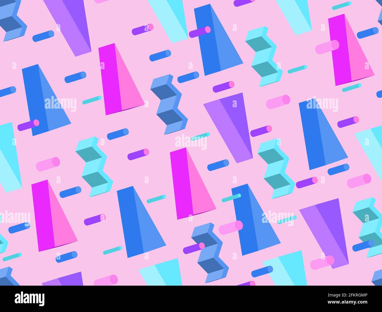 Geometric seamless pattern in memphis style with 3d geometric shapes ...