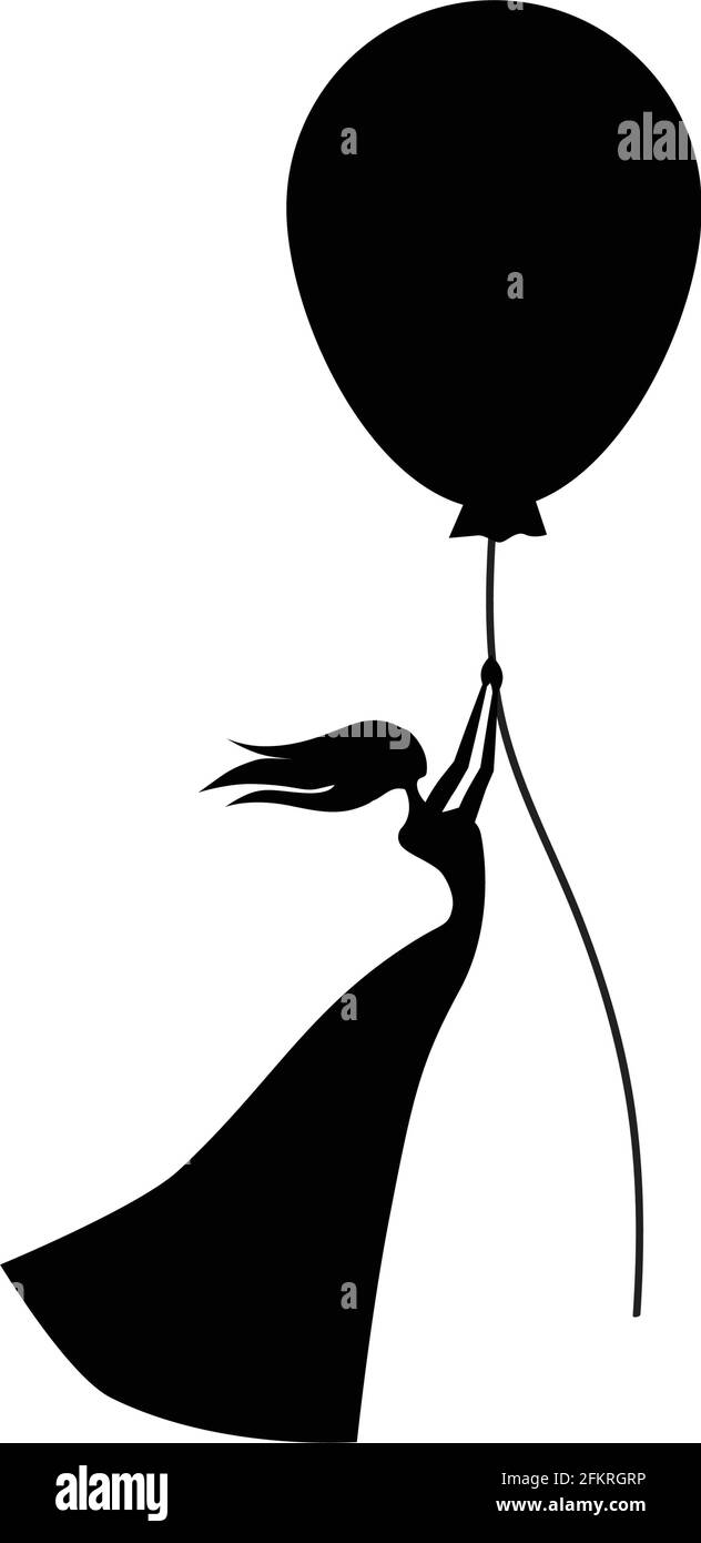 romantic balloon flight, vector graphic design element Stock Vector ...