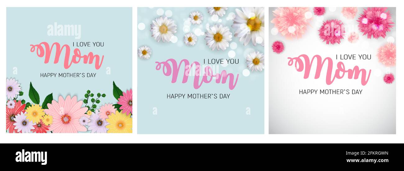 Spring and Summer flowers bright background. Happy Mother's Day poster ...