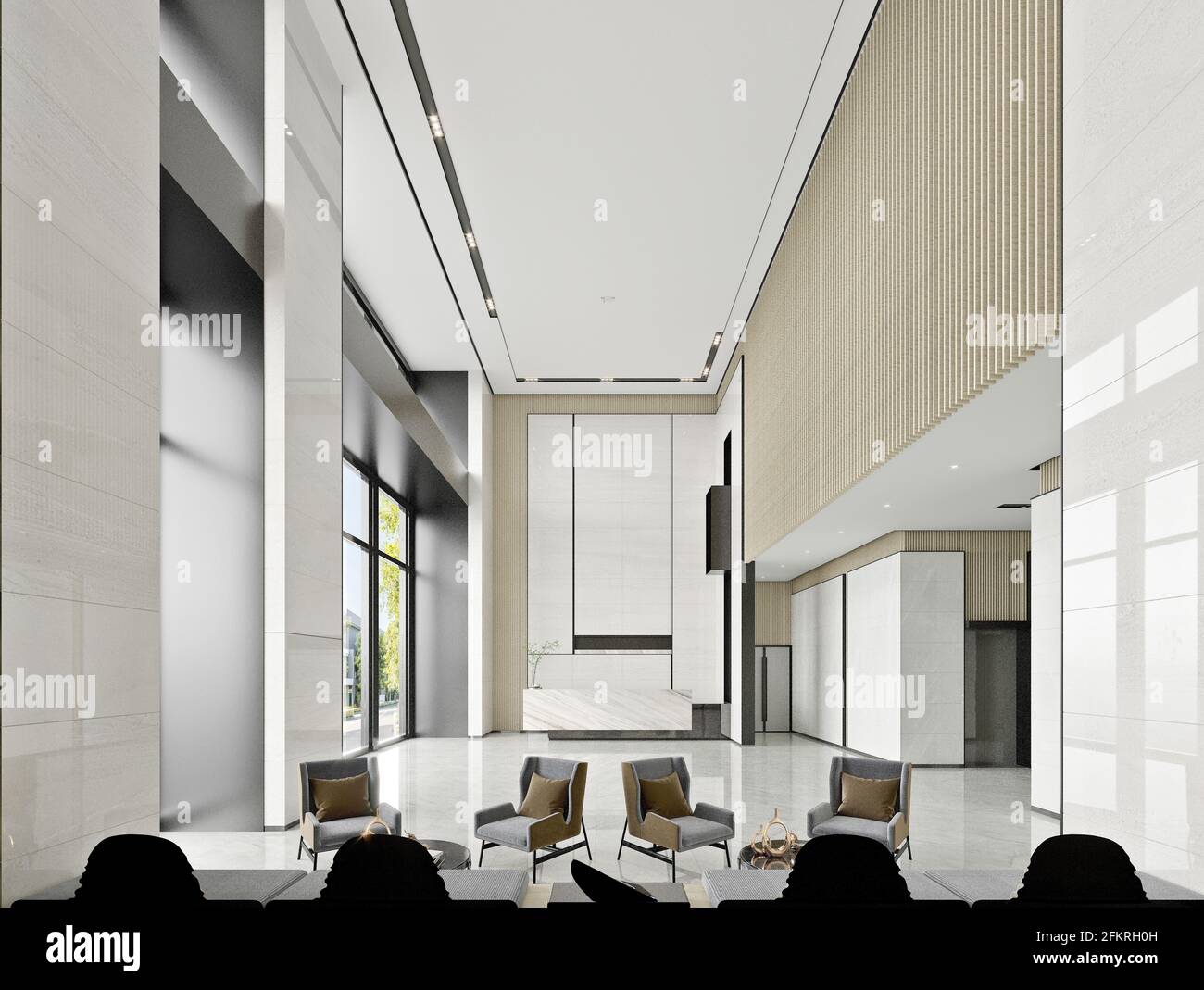 3d render of luxury hotel reception lobby entrance Stock Photo - Alamy