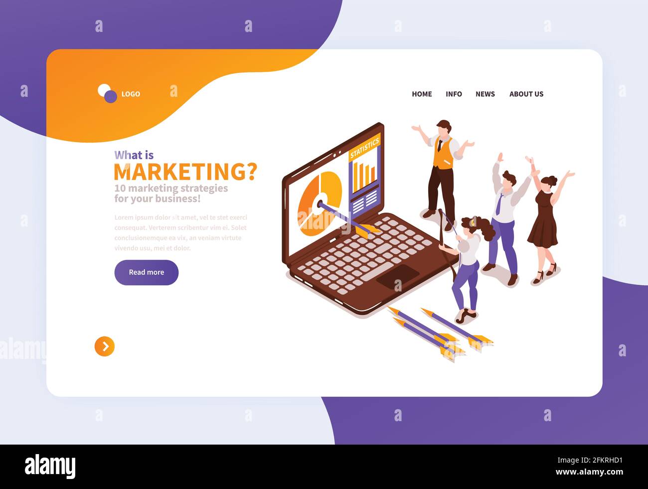 Isometric marketing strategy concept banner background for website landing page with images and ...