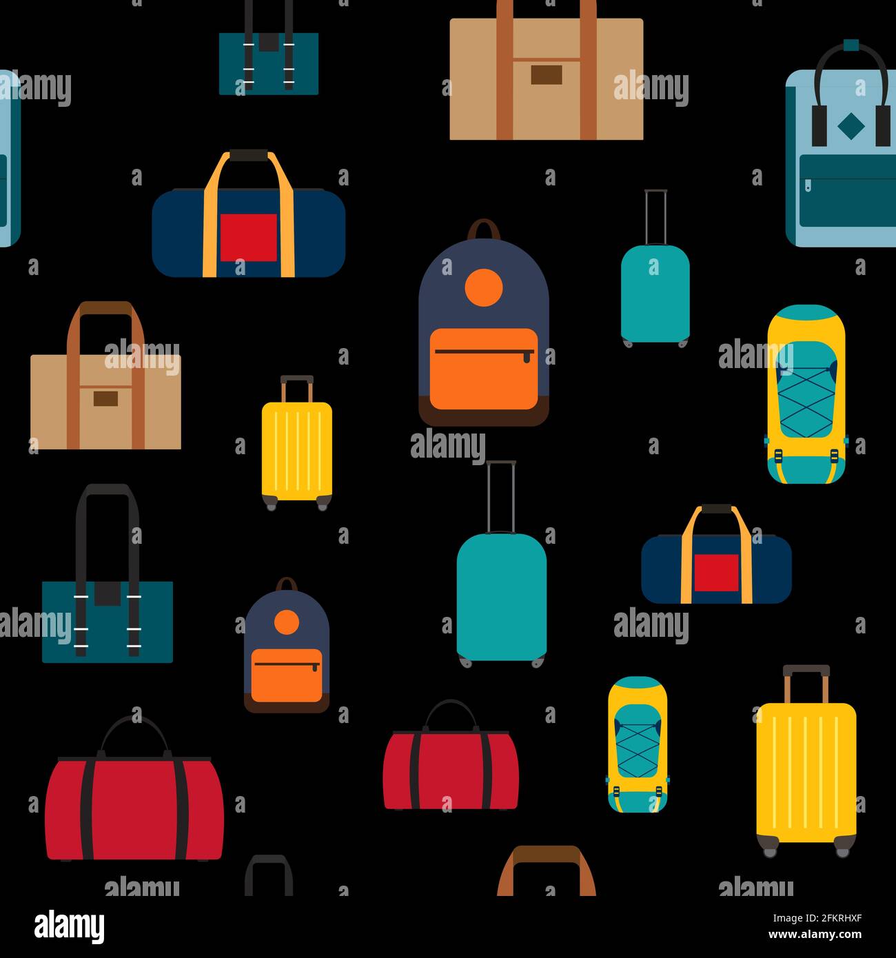 Seamless pattern background with travel bags, backpacks, suitcases ...