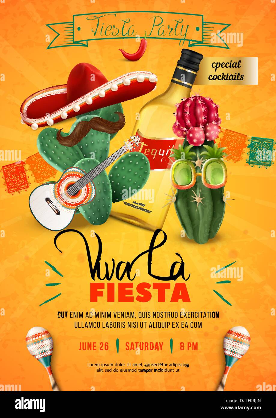 Fiesta party vertical poster with holiday date advertising of special ...
