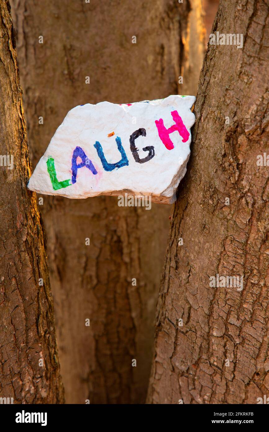 Painted rock, AW Stanley Park, New Britain, Connecticut Stock Photo - Alamy