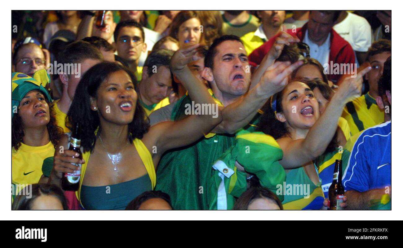 Brazil fans in Salsa Bar in London celebrate their win over England in ...