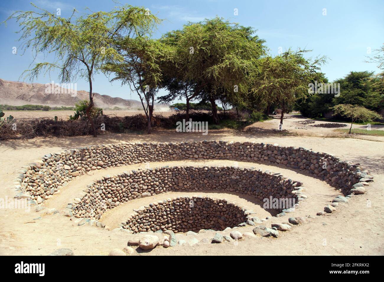 Cantalloc Aqueduct in Nazca or Nazca town, spiral or circle aqueducts ...