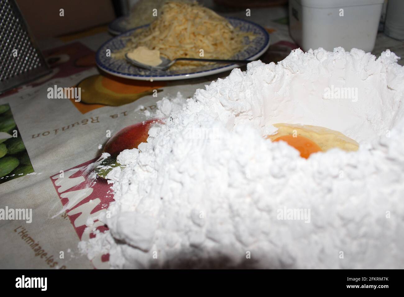 Closeup shot of preparation of dough for baking in the kitchen Stock ...
