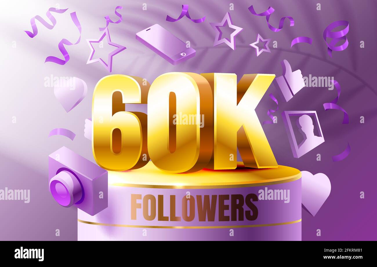 Thank you followers peoples, 60k online social group, happy banner ...
